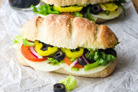 Veggie Subs with Cheese and Avocado